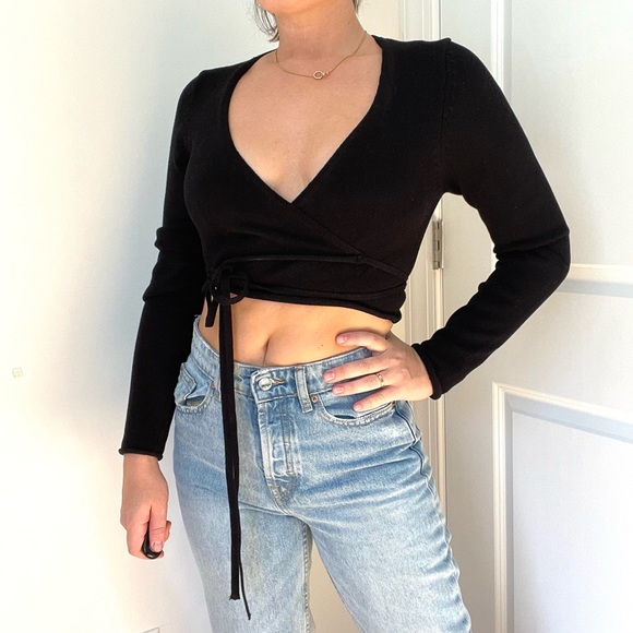 Zara | Tops | Zara Crop Knit Wrap Top | Poshmark